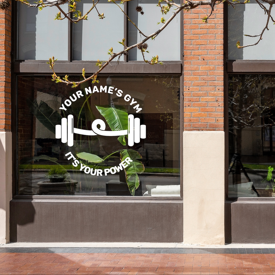 Personalized Custom Gym Logo With Weight Drawing - Customized Gym Decal ...