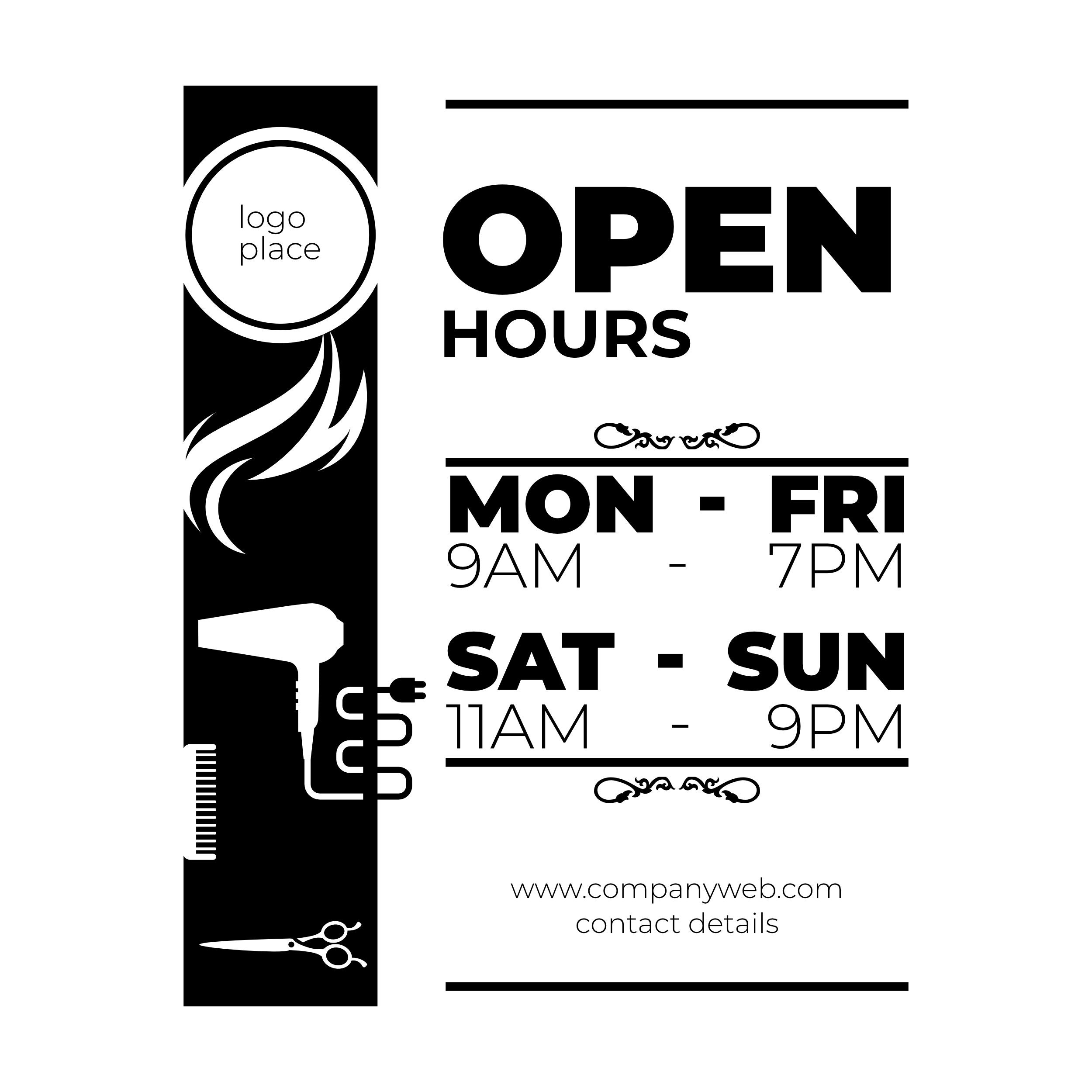 Beauty Salon Custom Shop Signs Business Hours Decal Sticker Working ...