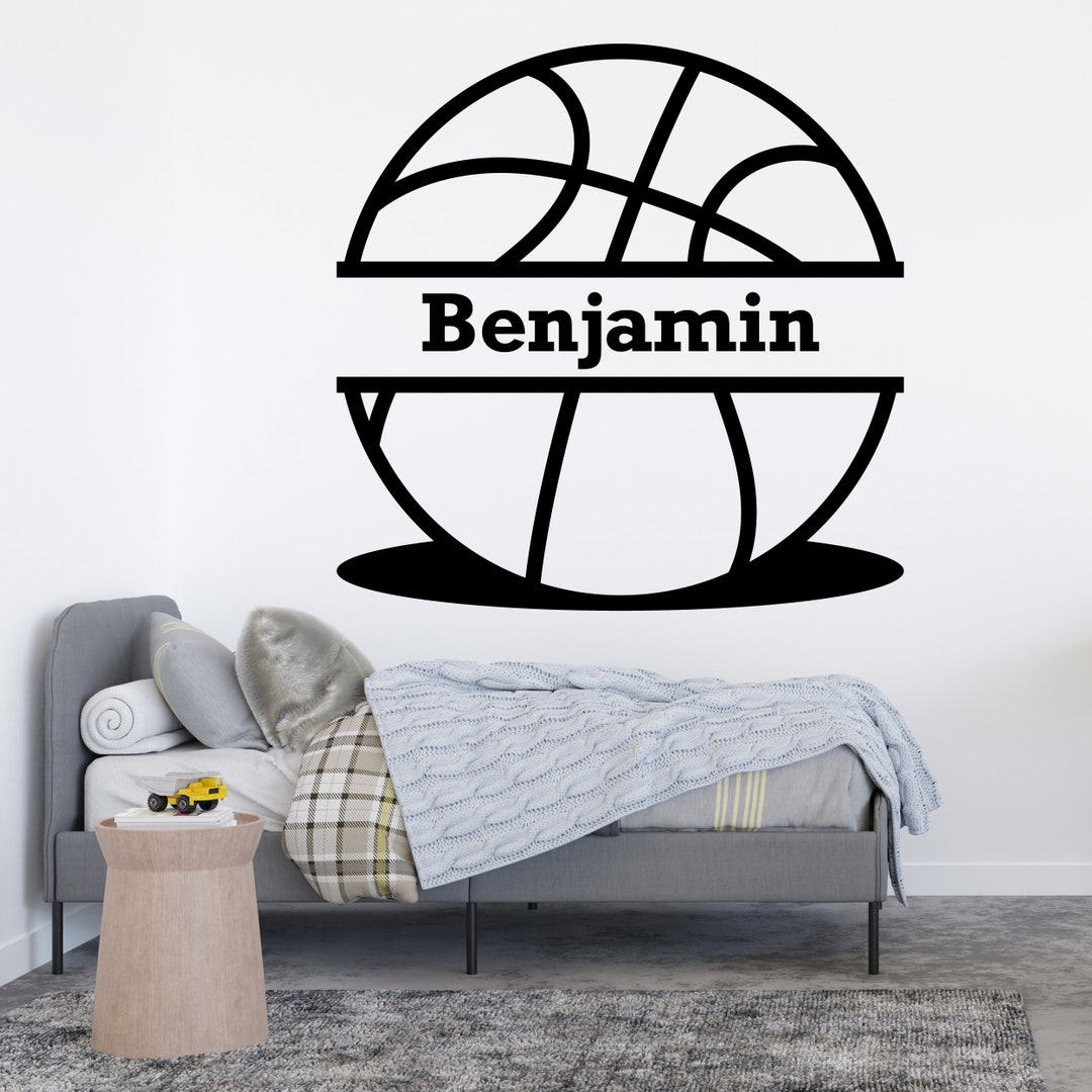 Boys Name Wall Decal With Name Inscription Written on Large Ball ...