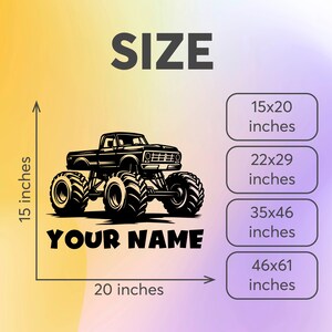 Personalized Name Wall Decal With Monster Truck Monster Trucks Custom ...