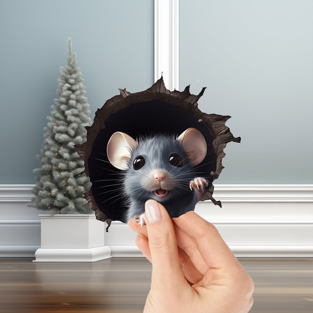 Mouse Wall Decal Mouse House Sticker Mouse Hole Wall Sticker 3D Mouse ...