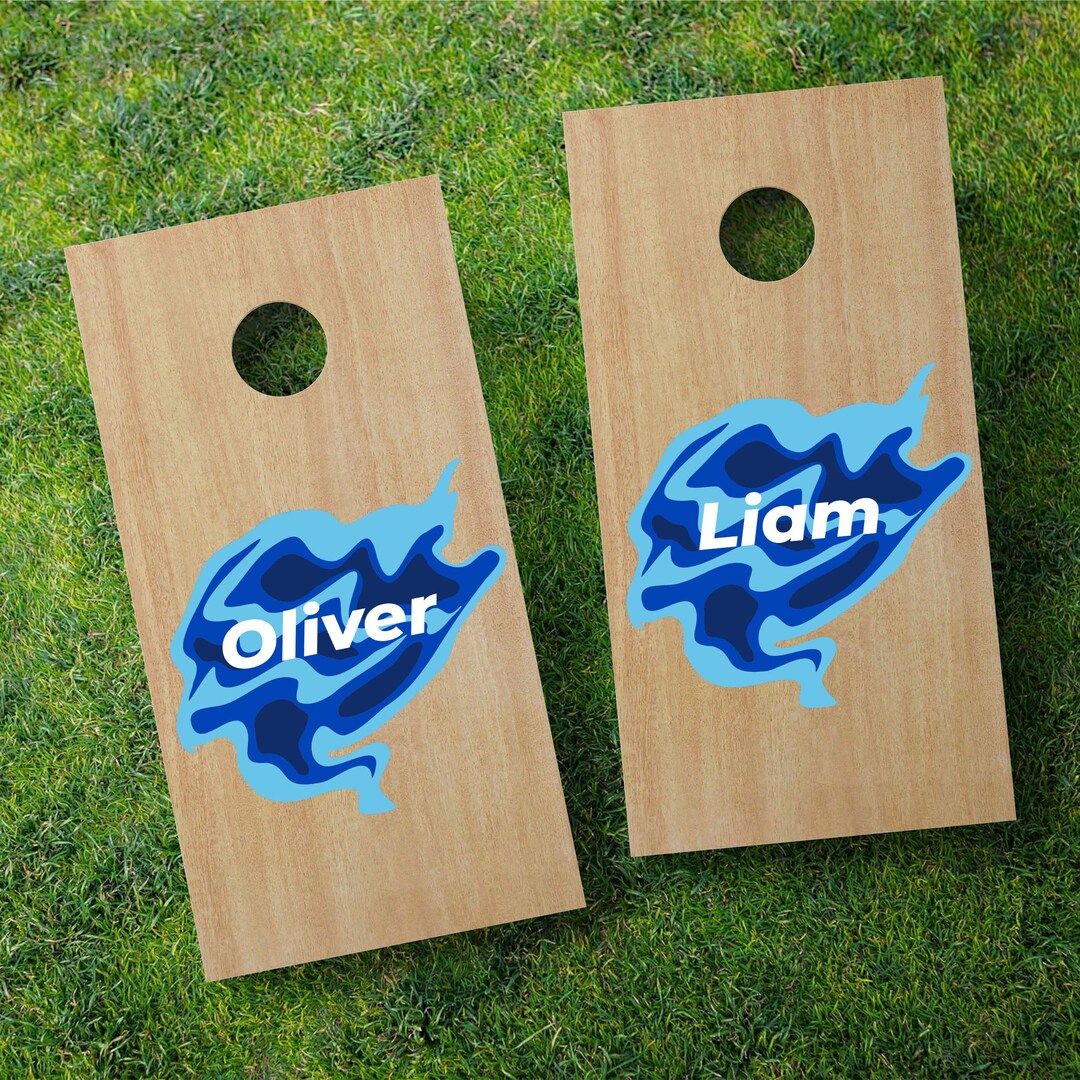 Stylish Art Decals for Cornhole Boards With Customization of Your Name ...