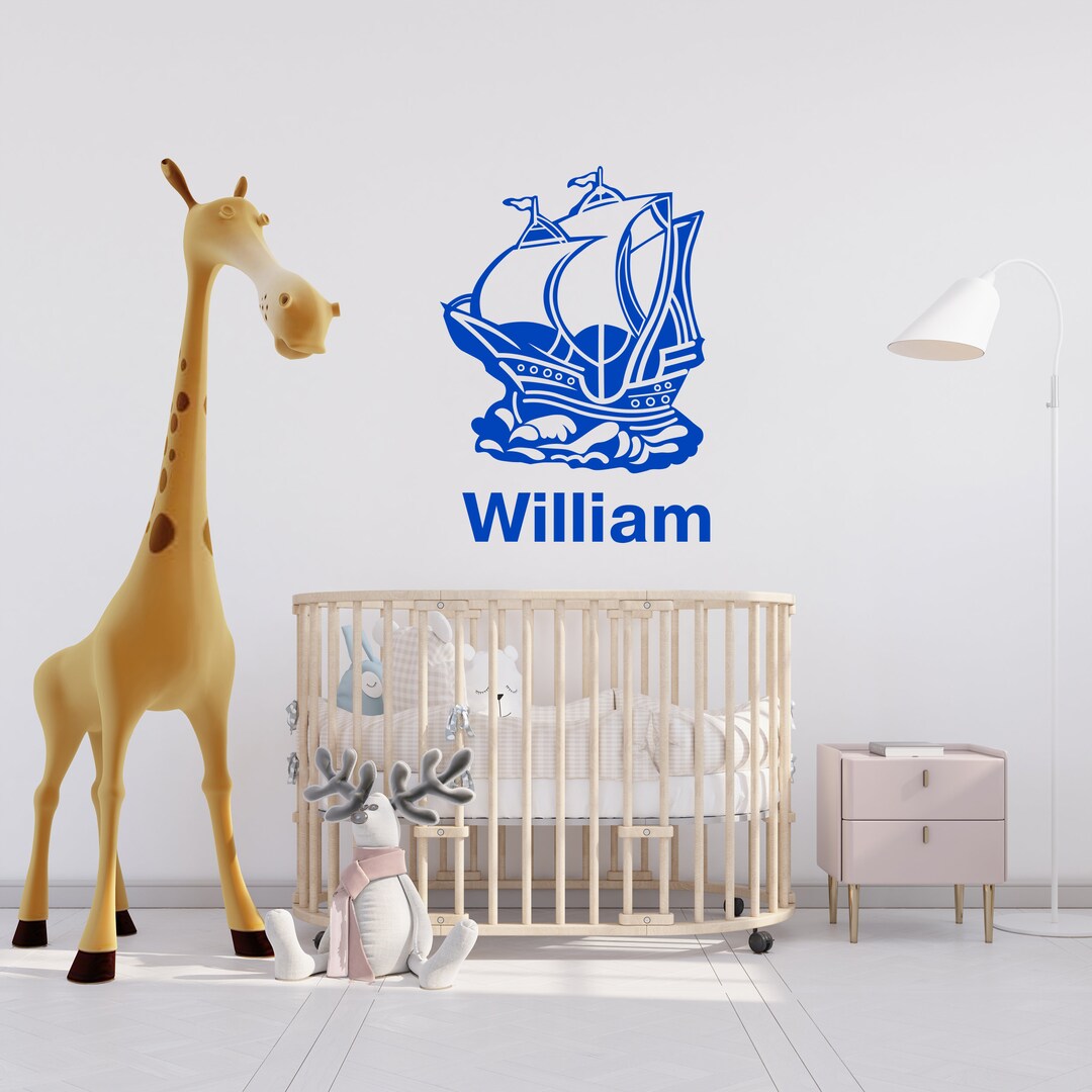 Big Ship Drawing Wall Name Stickers for Kids - Painting of Ship Name ...