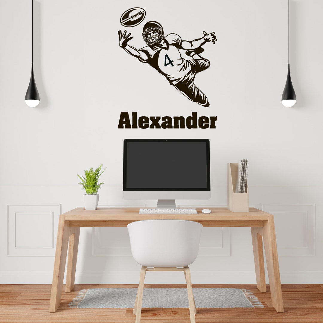 Football Wall Decor Vinyl Decal Football Player Action Custom Your Own ...