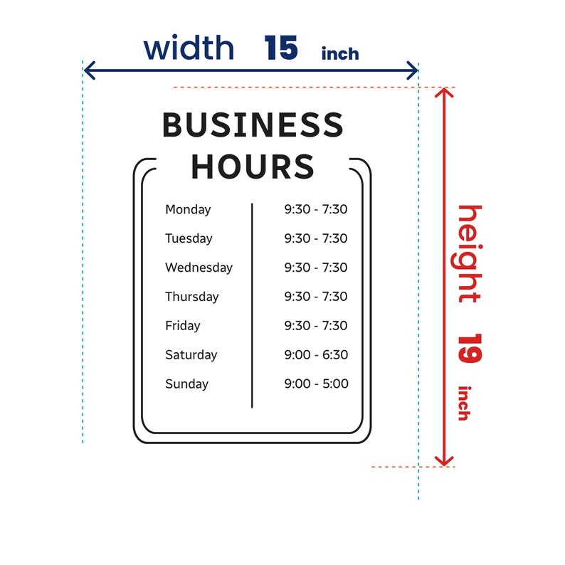 Custom Business Hours Sign Storefront Decal Restaurant Hours Hours of ...
