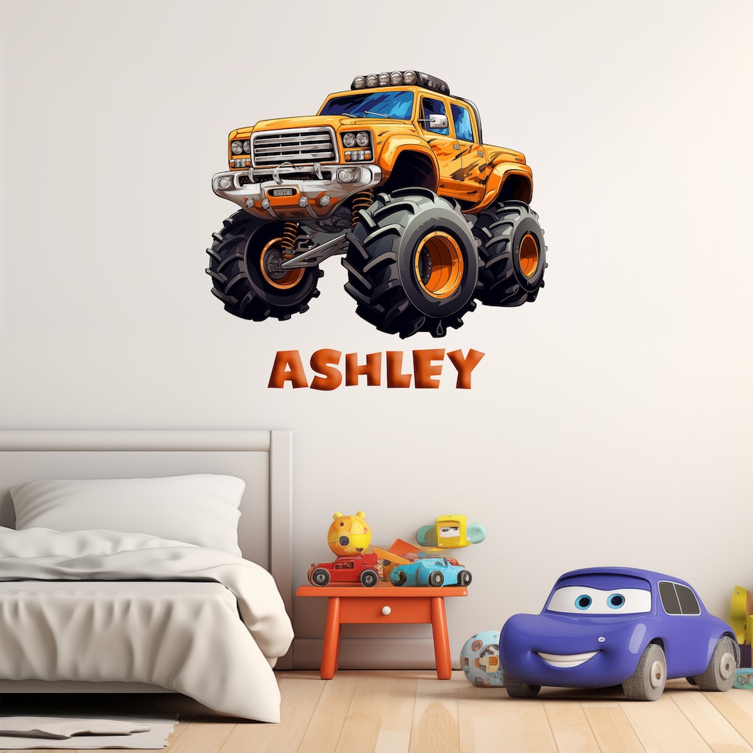 Monster Jam Wall Stickers Car Wall Decals for Boys Room Colored Monster ...