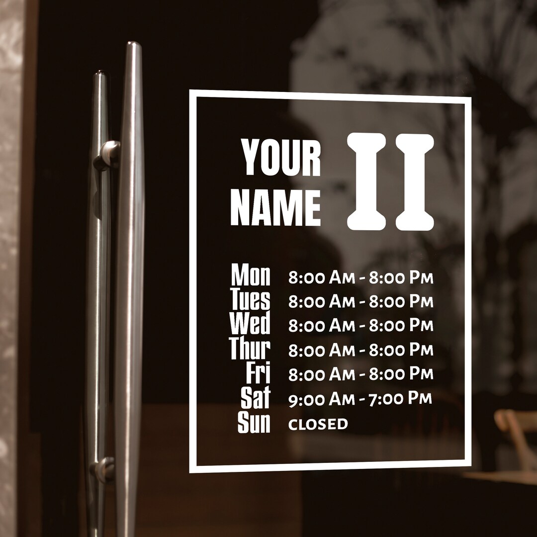 Timetable Gym Open Decal With Custom Name - Framed Gym Custom Signs for ...