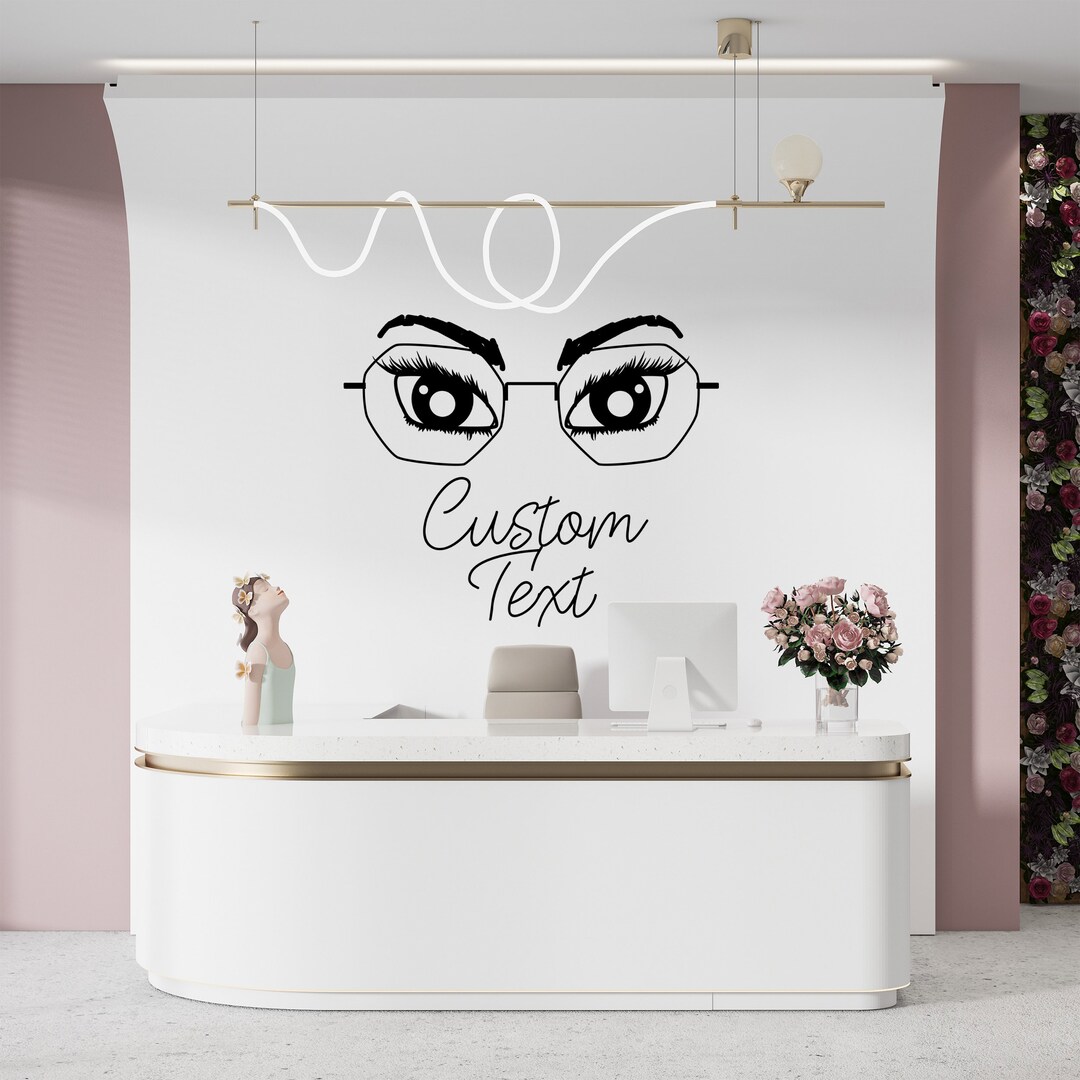 Wall Decal Eyes in Glasses With Customizable Text - Vinyl Stickers for ...