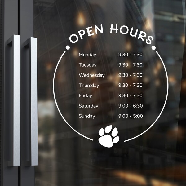 Business Hours Window Decal - Etsy