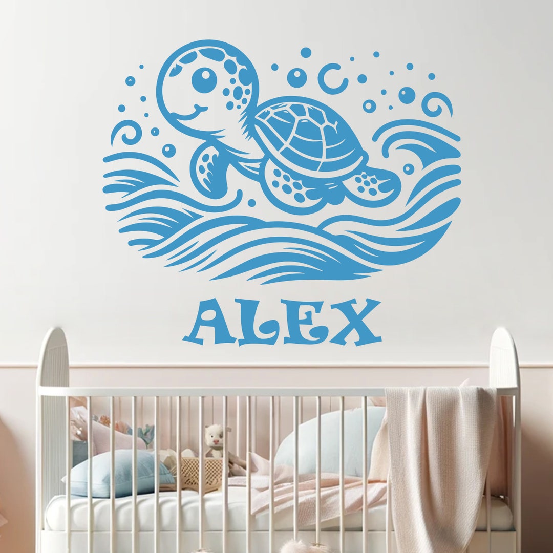 Sea Turtle Wall Stickers Custom Name Wall Decal Sea Turtle Vinyl Decal ...