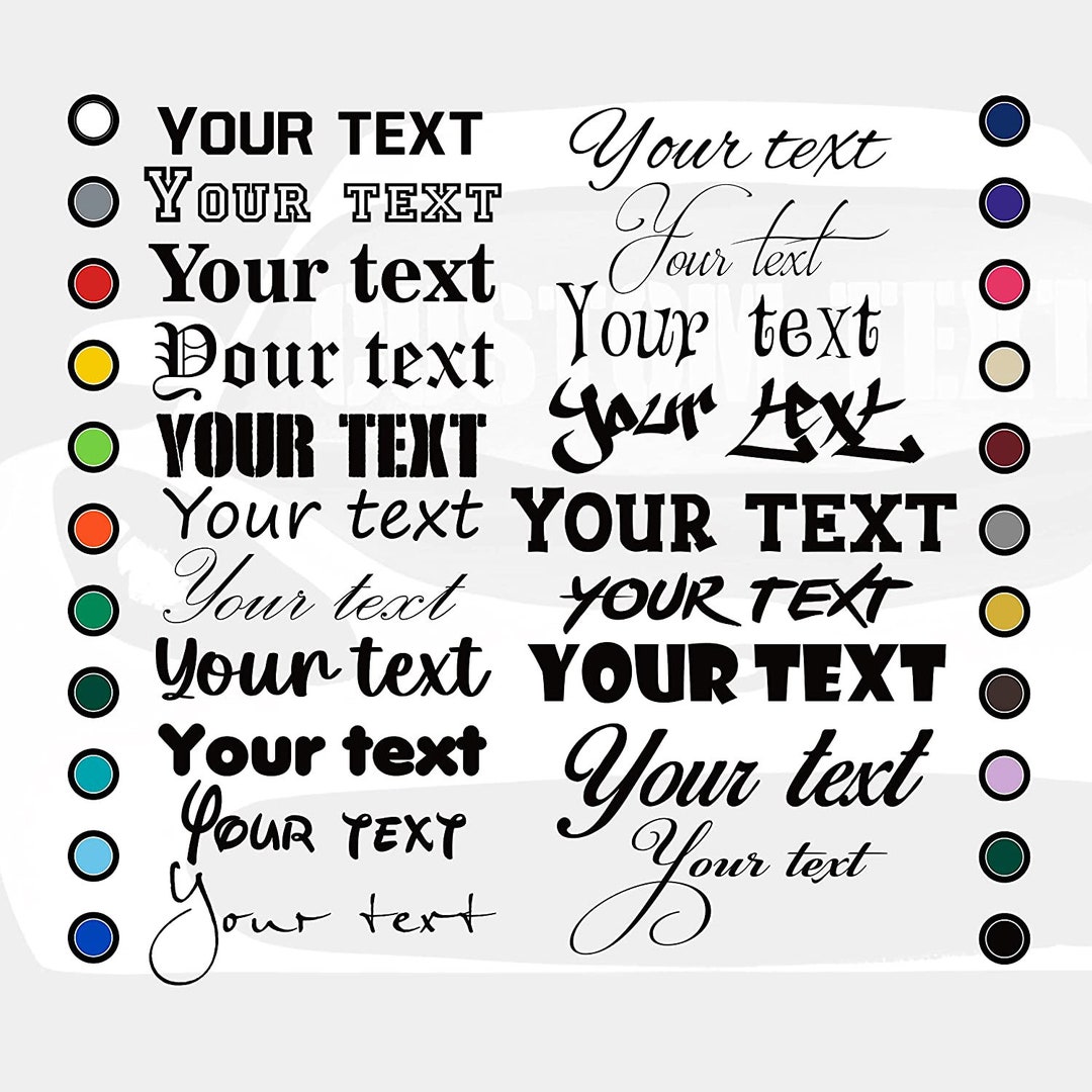 Custom Vinyl Decal With Your Name, Number or Your Text - Custom ...