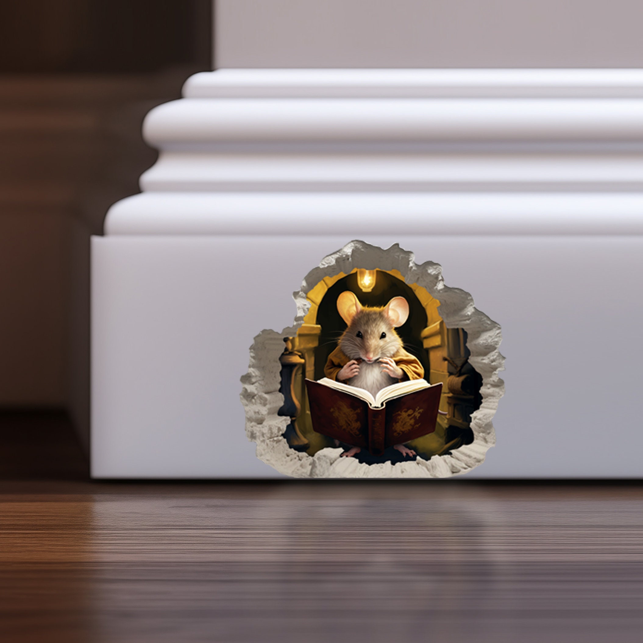 Mouse Holding Book Wall Decal Mouse House Wall Decal Mouse - Etsy