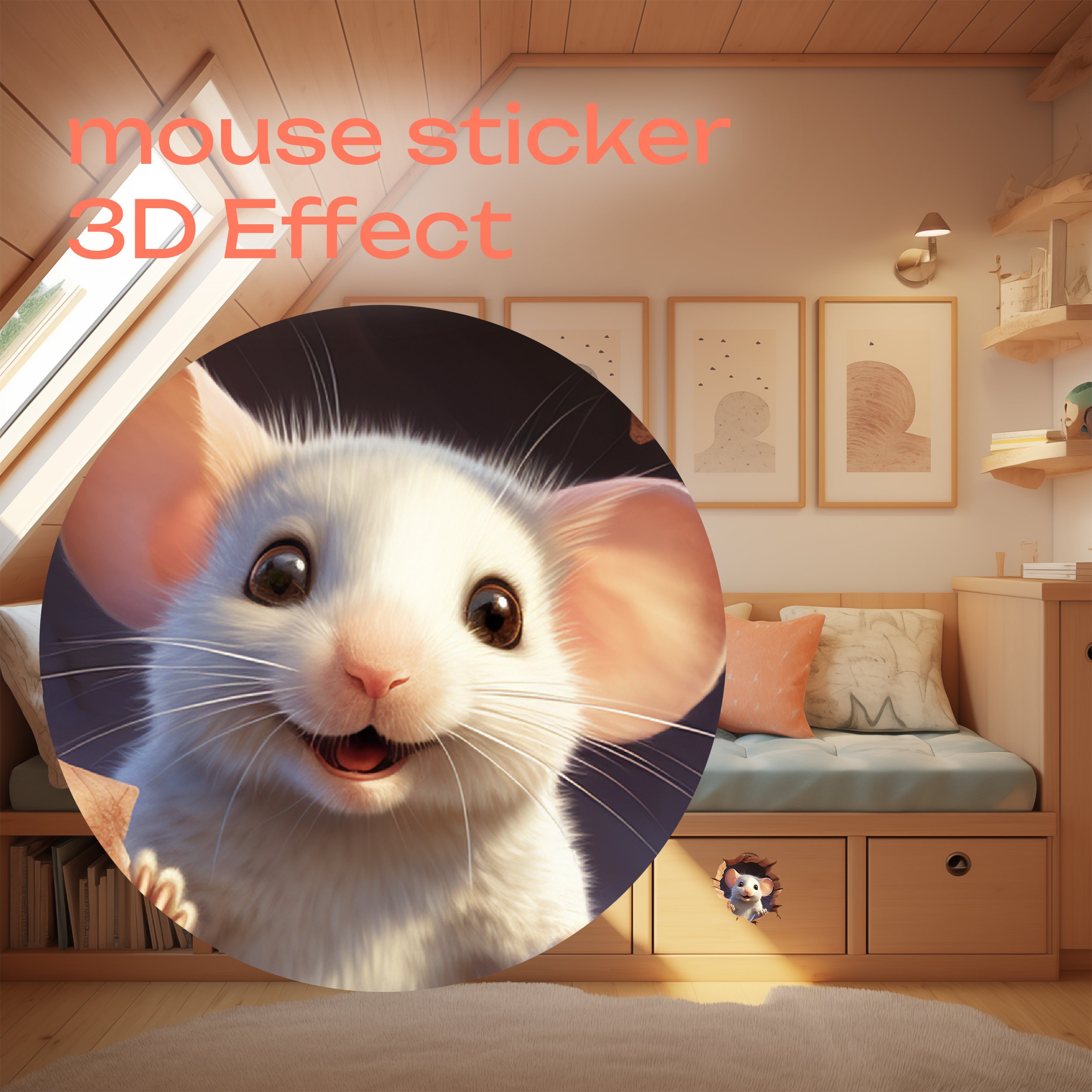 3D Mouse Hole Wall Stickers Mouse House Decal 3D Wall Art Decor Mouse ...