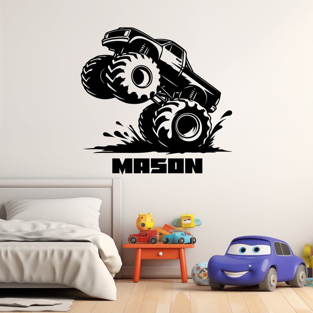 Monster Truck Wall Decals Monster Truck Theme Customized Stickers Large ...