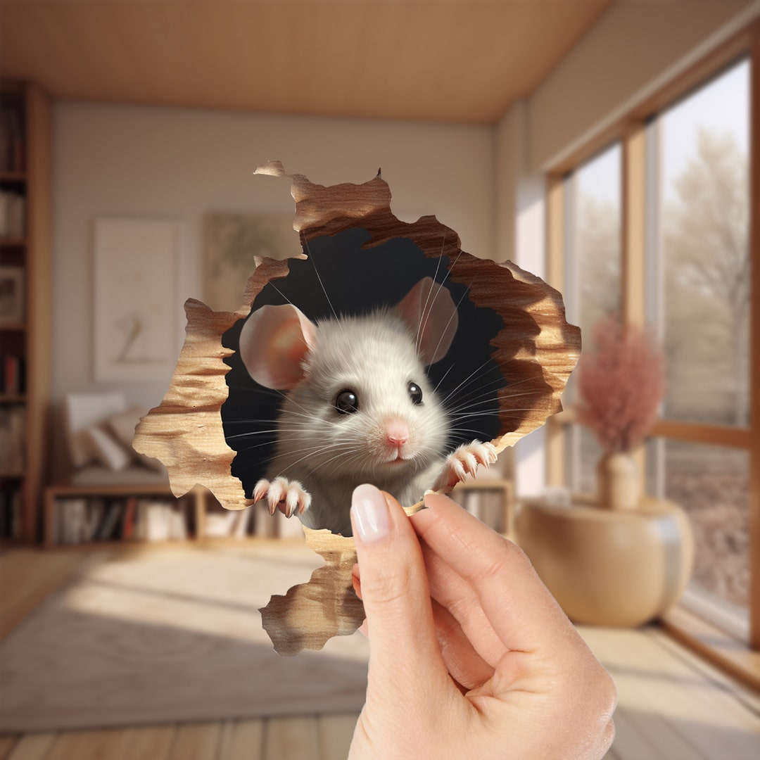 Mouse Hole Wall Decor Sticker Mouse Hole 3D Wall Sticker Mouse Reading ...