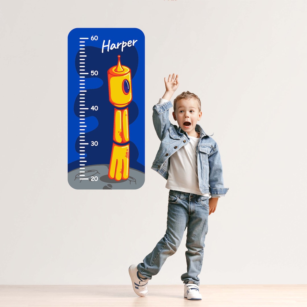 Personalised Height Chart With Robots and Futuristic Elements for Kids ...