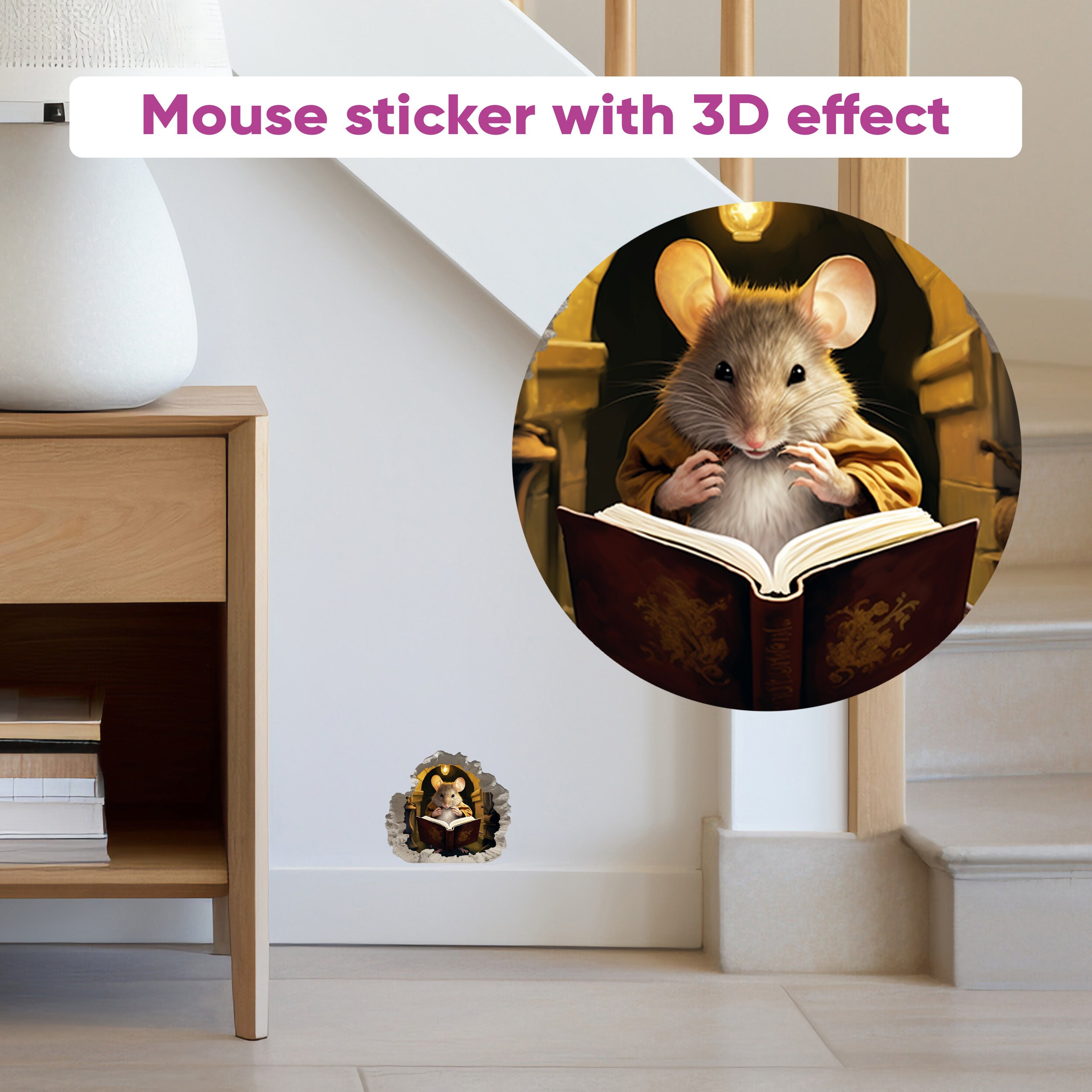 Mouse Holding Book Wall Decal Mouse House Wall Decal Mouse - Etsy