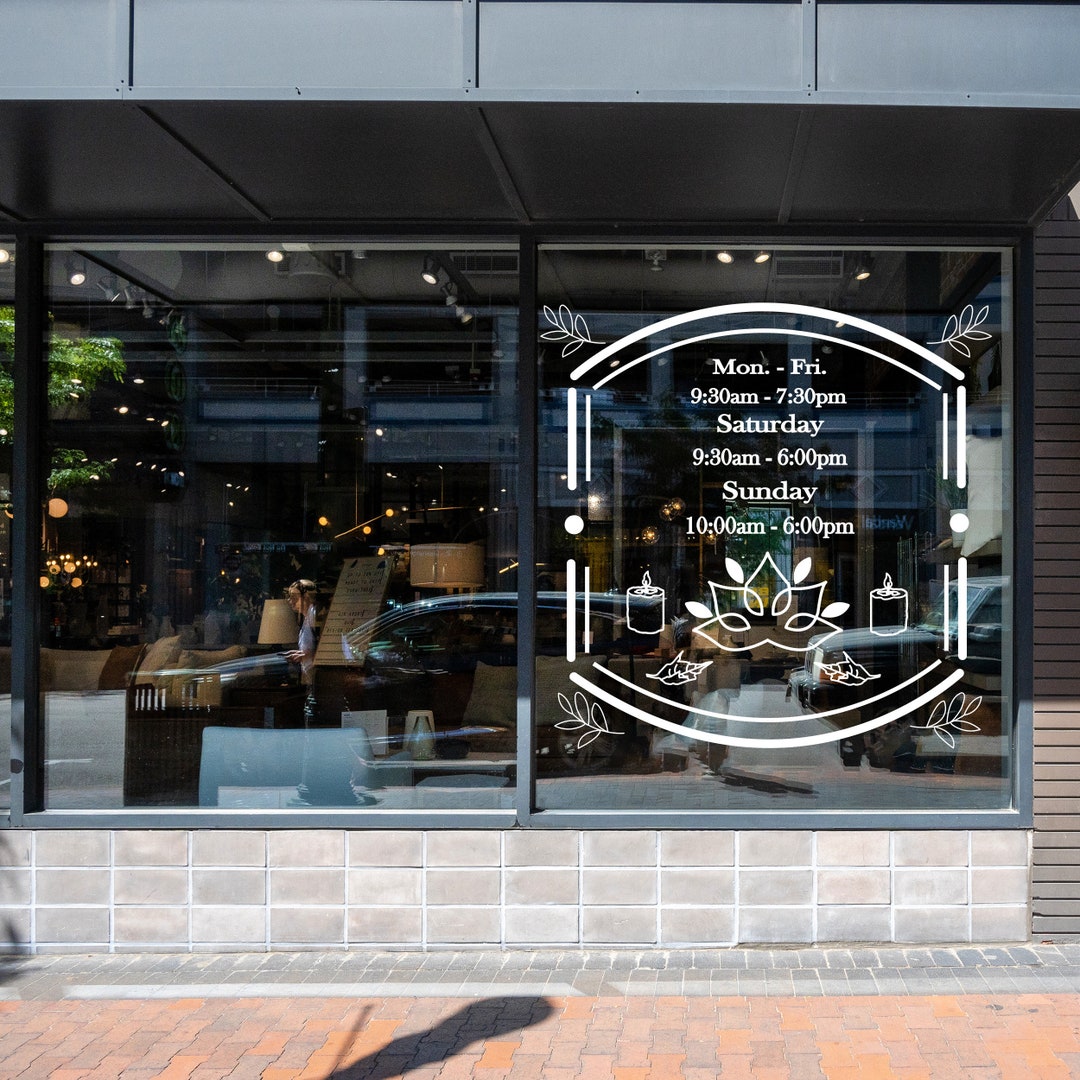 Business Hours Sticker With Nice Frame Candles and Lotus Indoor Outdoor ...