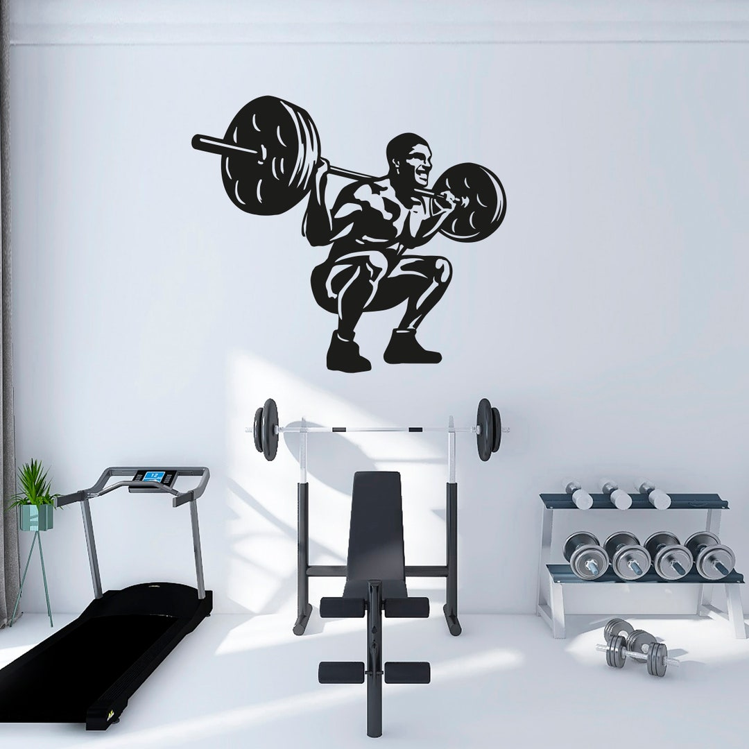 Bodybuilder Squat Wall Decals Workout Room - Bodybuilder in Movement ...