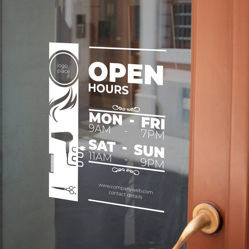 Beauty Salon Custom Shop Signs Business Hours Decal Sticker Working ...