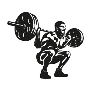 Bodybuilder Squat Wall Decals Workout Room Bodybuilder in Movement ...