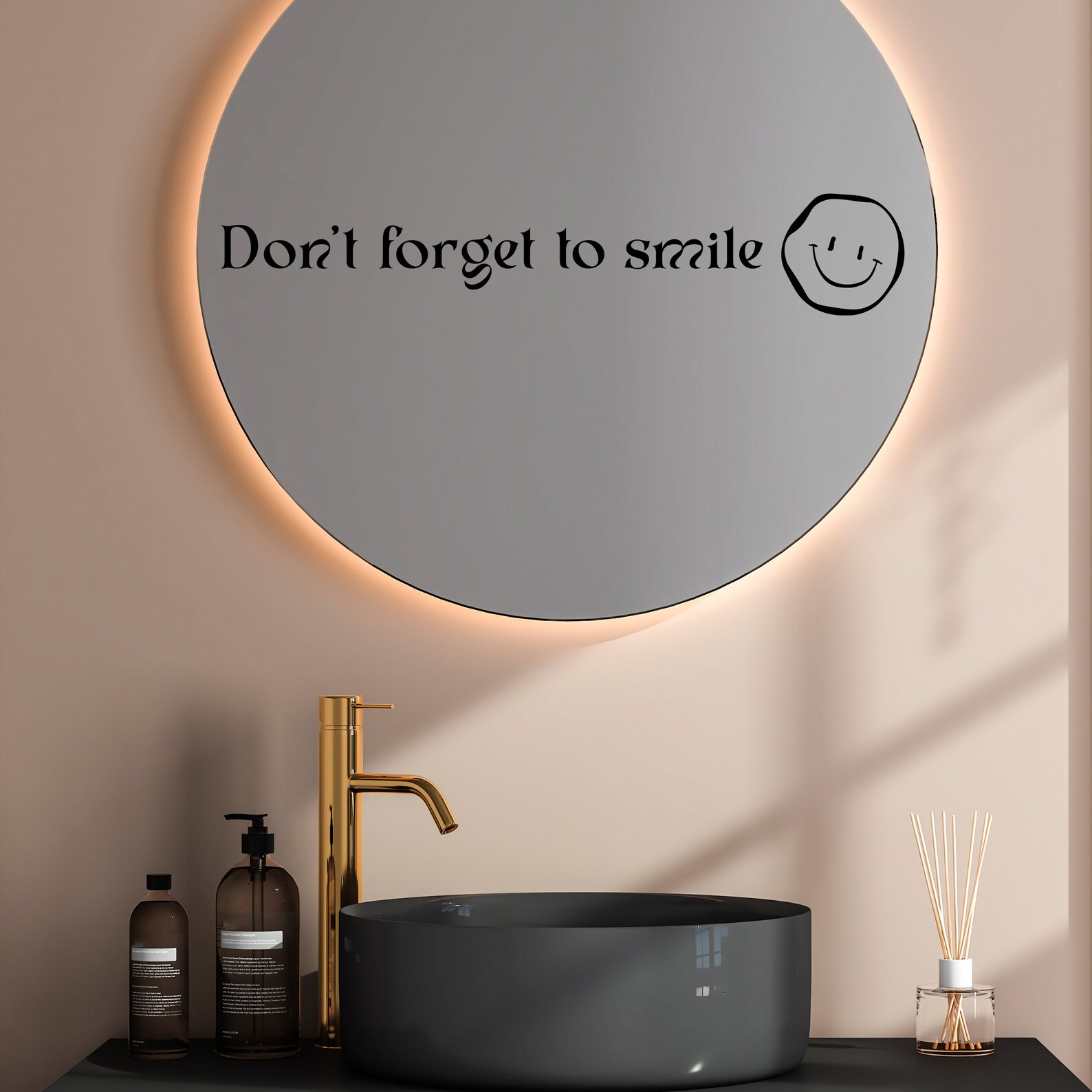 Dont Forget to Smile Sign Mirror Quote Stickers Smiley Face Drawing ...