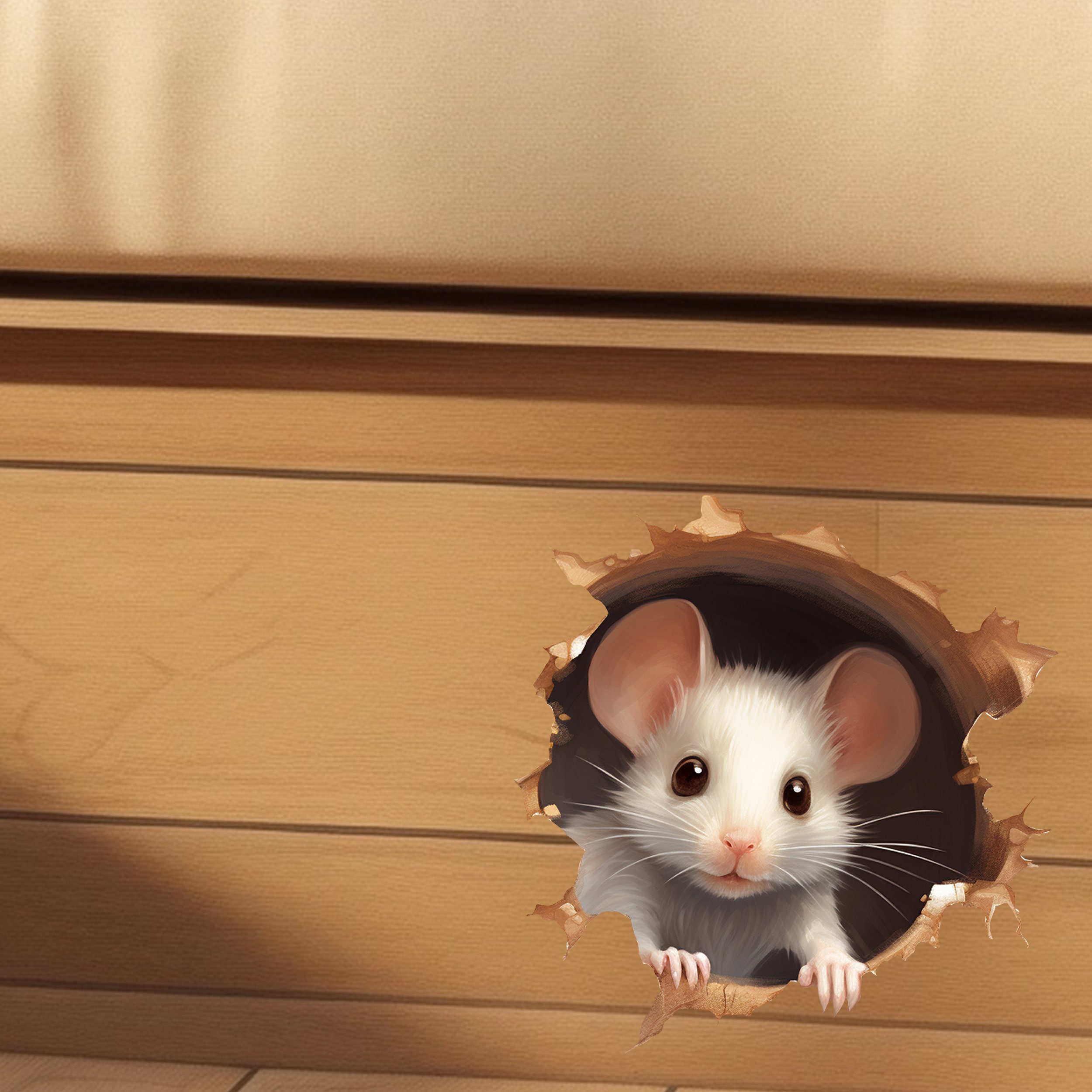 Mouse Wall Decal 3D Mouse Hole Stickers Mouse Hole Wall Sticker Mouse ...