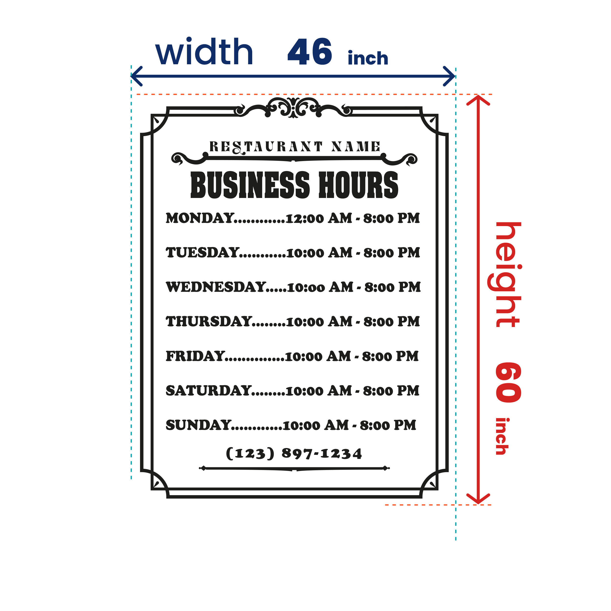 Hours Decal Business Restaurant Hours Decal Custom Storefront Decal ...
