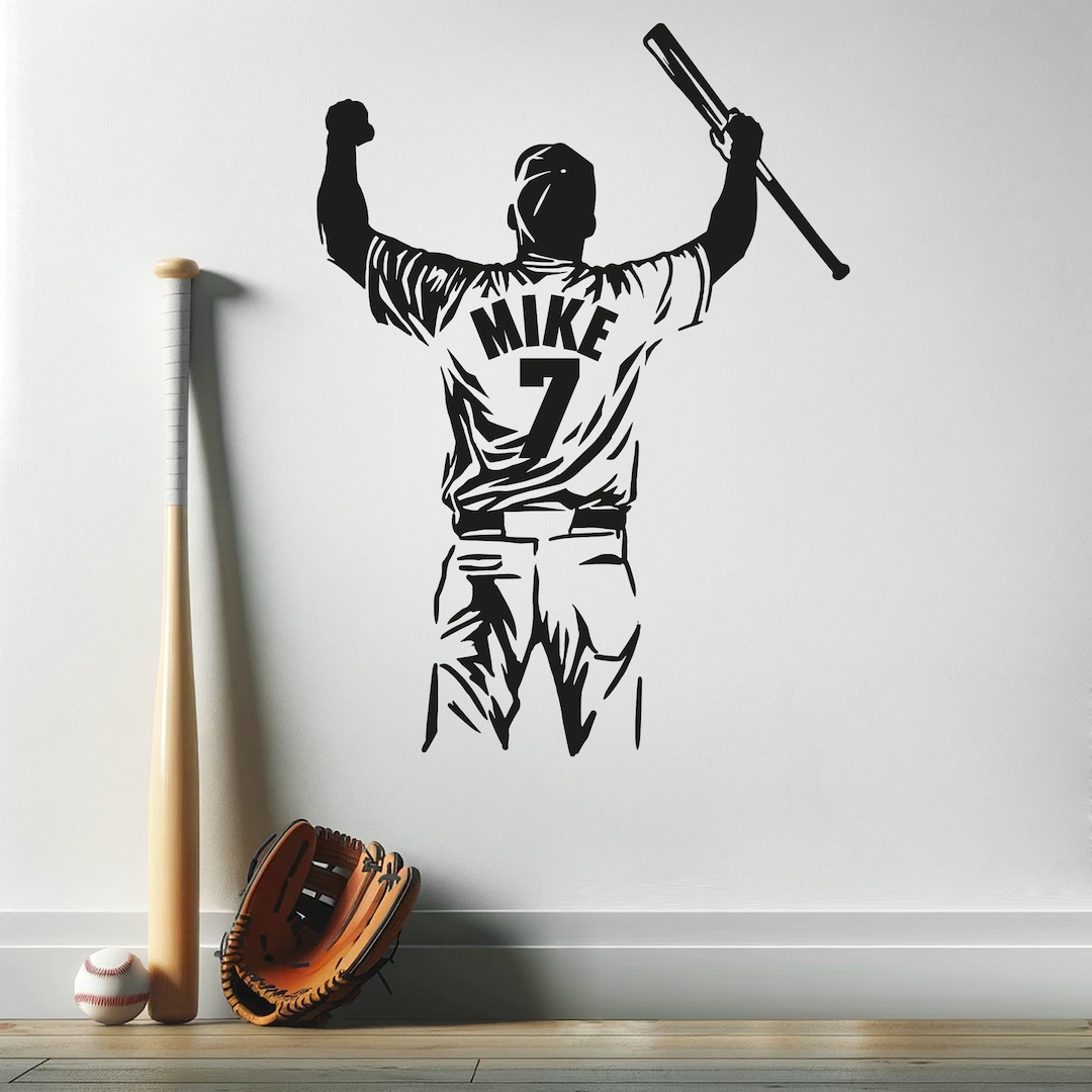 Custom Baseball Player Wall Decal Baseball Player Decal Wall Custom ...