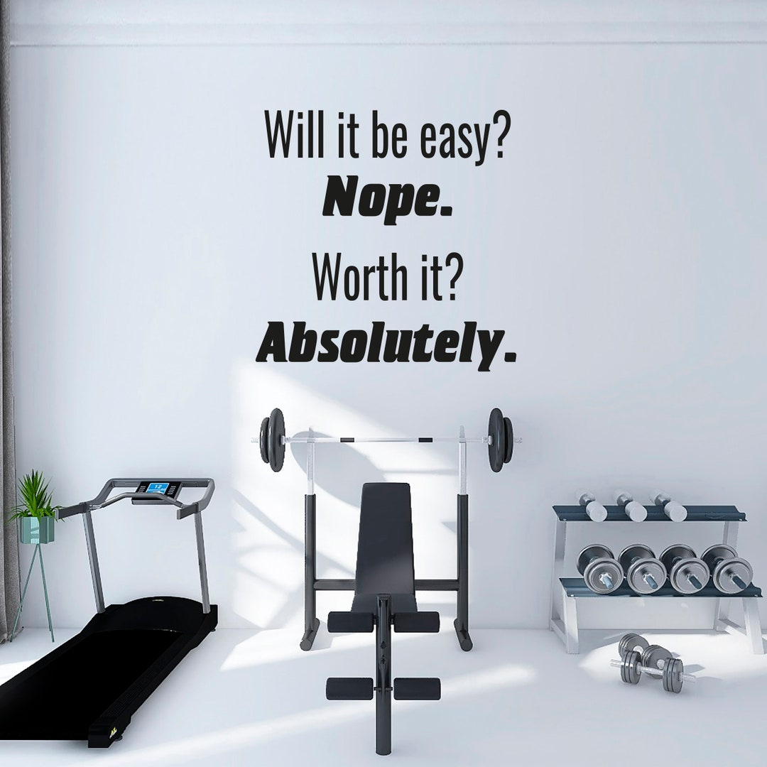 Large Inspirational Quote Gym Vinyl Stickers - Inscription in Two Fonts ...