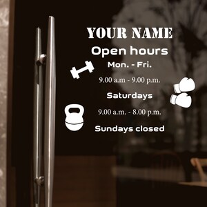 Gym Custom Business Sign With Sport Equipment Picture - Gym Hours of ...