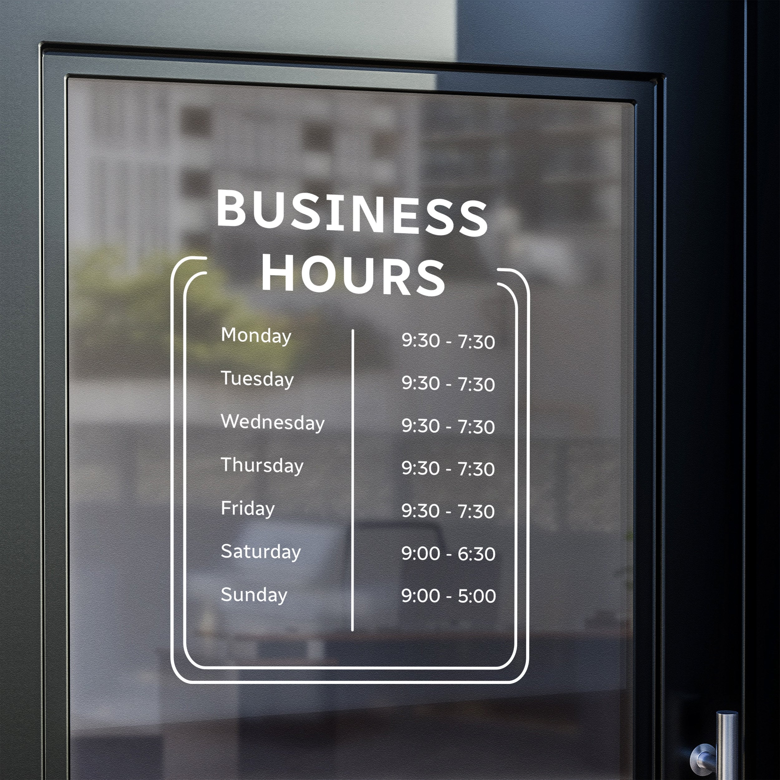 Custom Business Hours Sign Storefront Decal Restaurant Hours Hours of ...