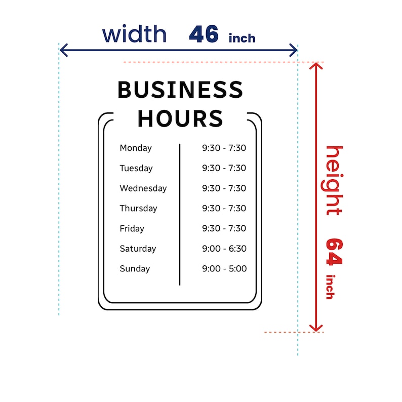 Custom Business Hours Sign Storefront Decal Restaurant Hours Hours of ...