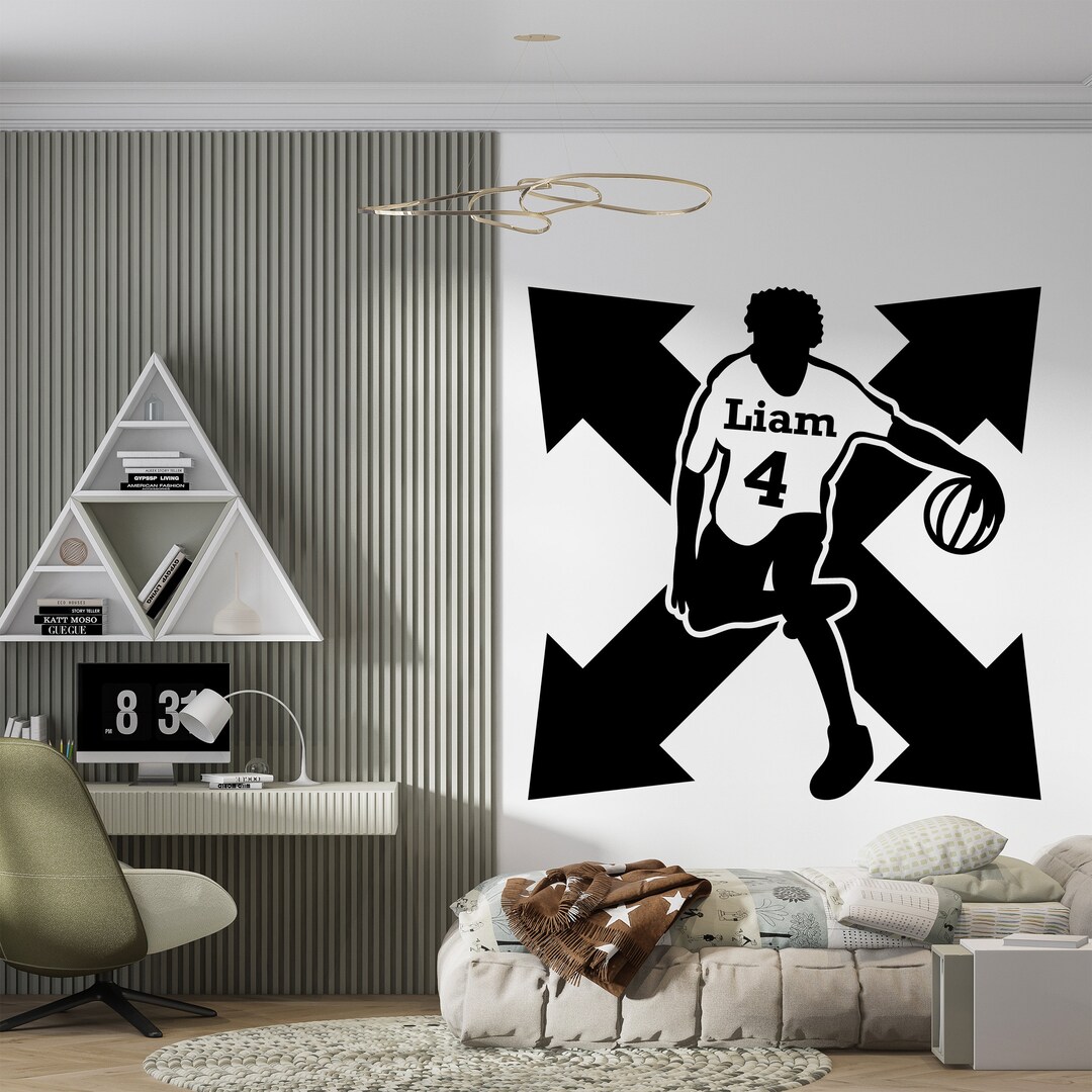 Individual Player of Basketball Wall Sticker With Arrows Basketball ...