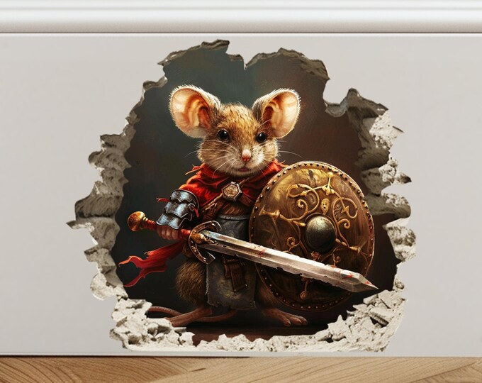 Nursery Mouse Wall Decal Decor, Mouse Vinyl Sticker, Mouse Hole Decal ...