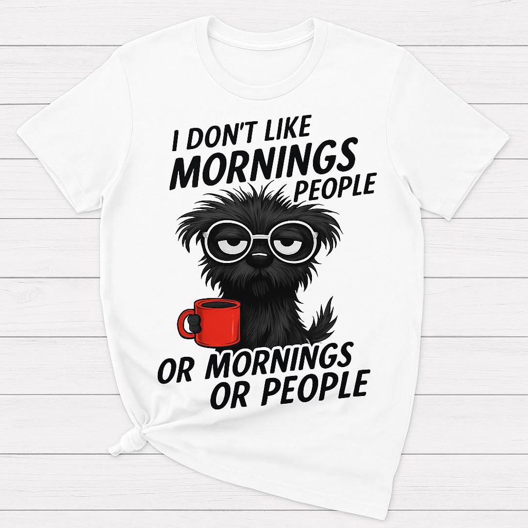 Grumpy Dog Clipart | Funny Morning Quote PNG | Cute Coffee Dog With ...