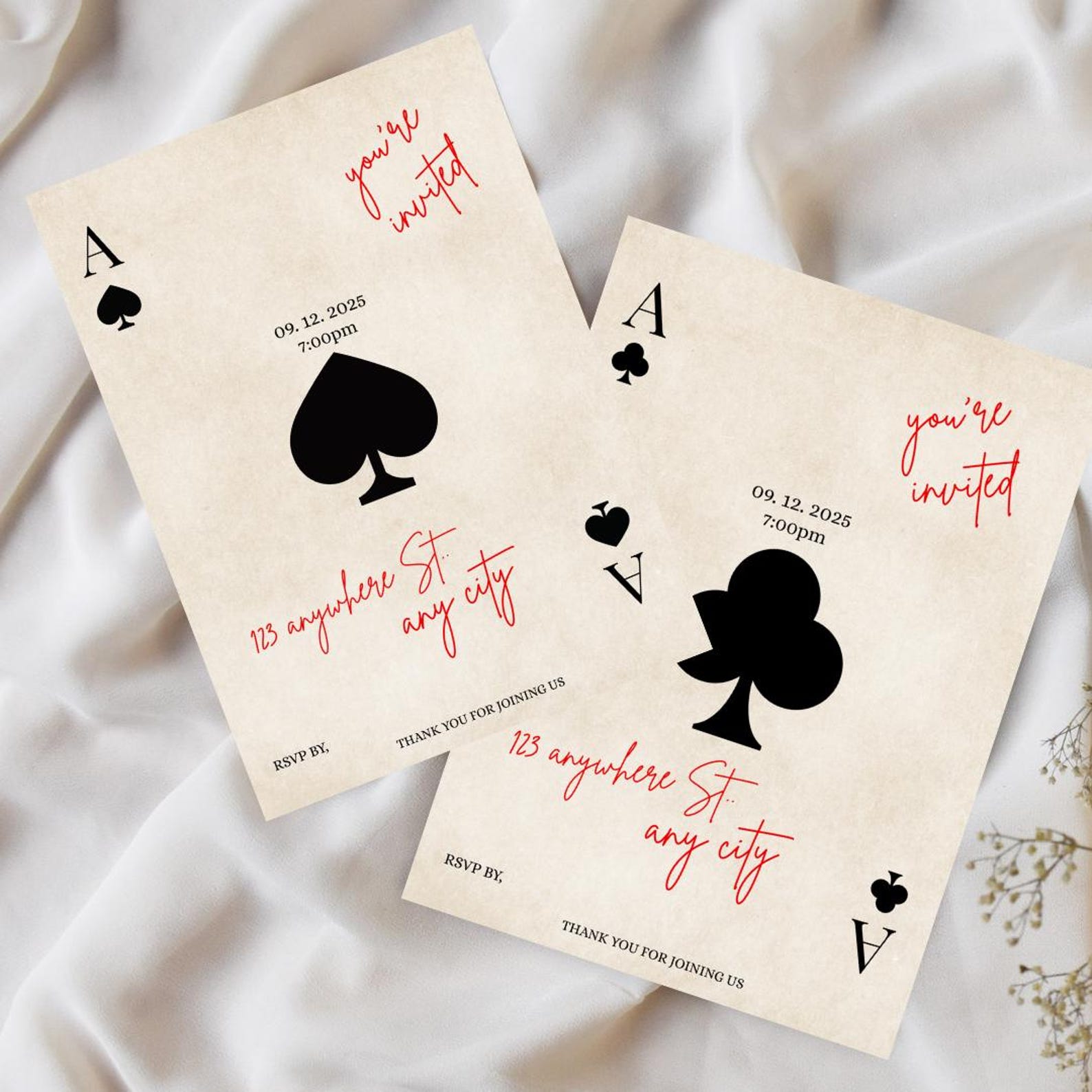 Ace of Spades Invitation Template | Editable Canva Playing Card Invite ...