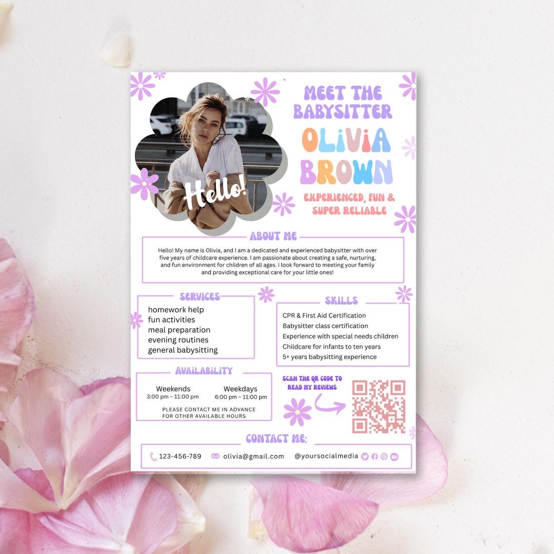 Babysitter Editable Business Canva Flyer, DIY Printable Community ...