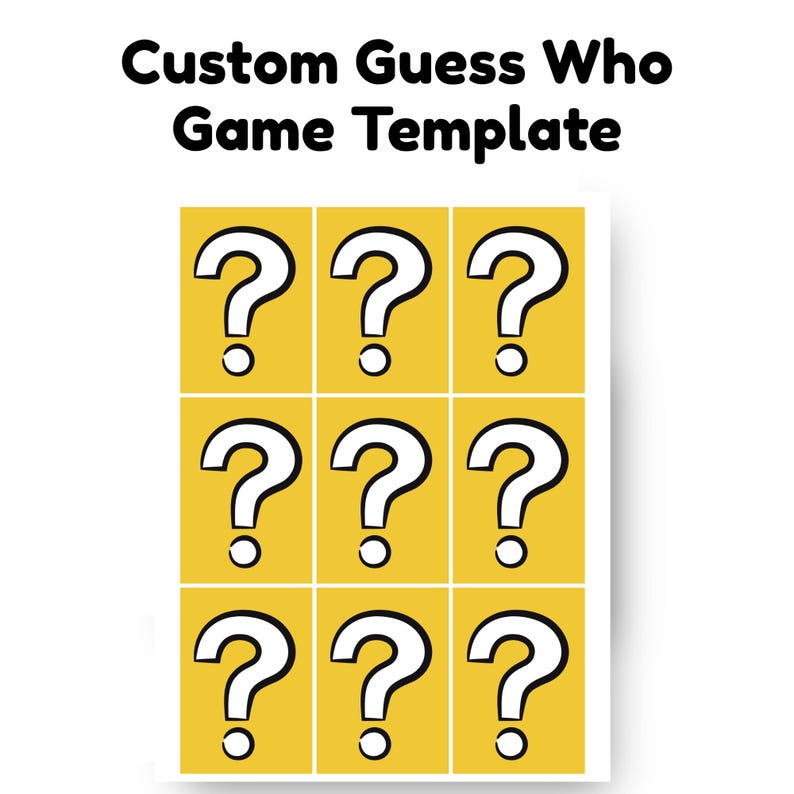 Editable Guess Who Game Template – Custom Printable Party Game Board ...