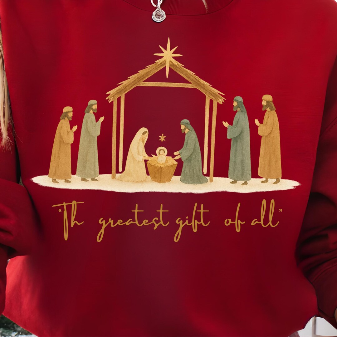 Greatest Gift of All PNG, Christmas Bow Nativity Coquette Christmas ...