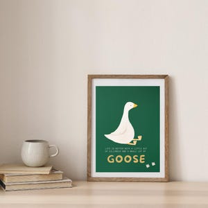 Silly Goose Wall Art, Cute Goose Poster, Dark Green Boy Nursery Decor ...