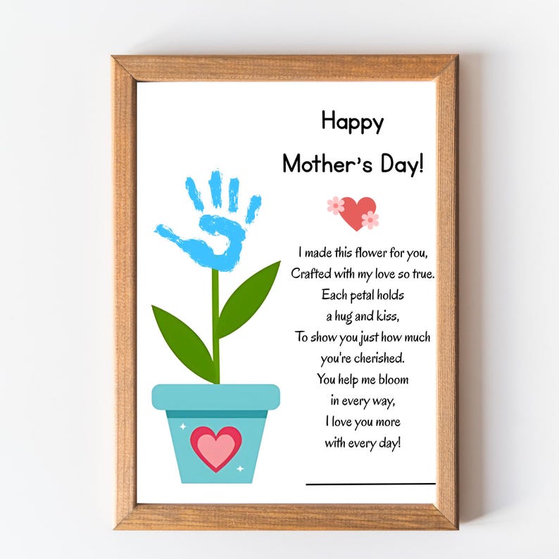 Mother's Day Handprint Craft for Kids | Gift for Mom | Flower Poem ...