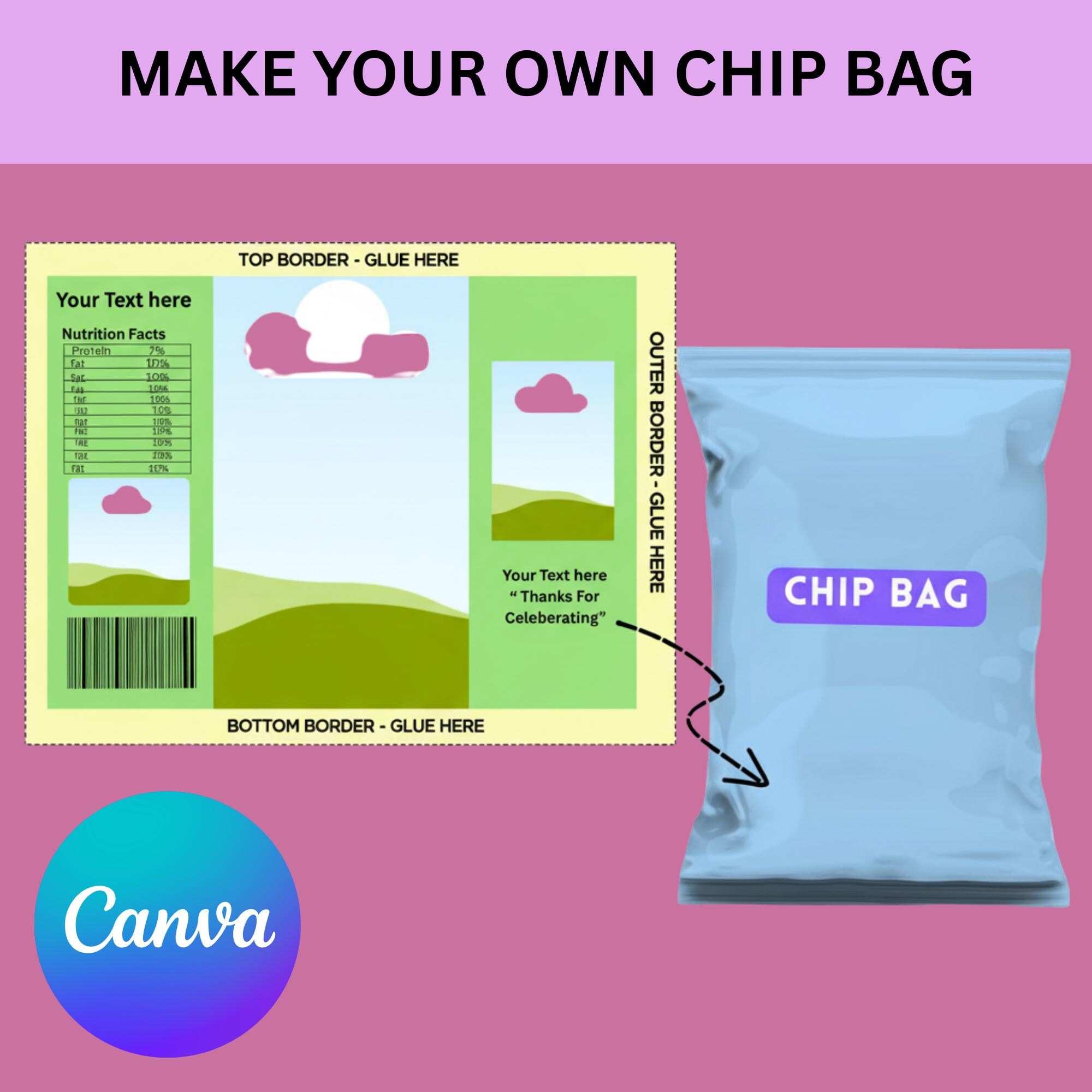 Custom Chip Bag Template | Editable Canva | DIY Snack Food Wrappers ...