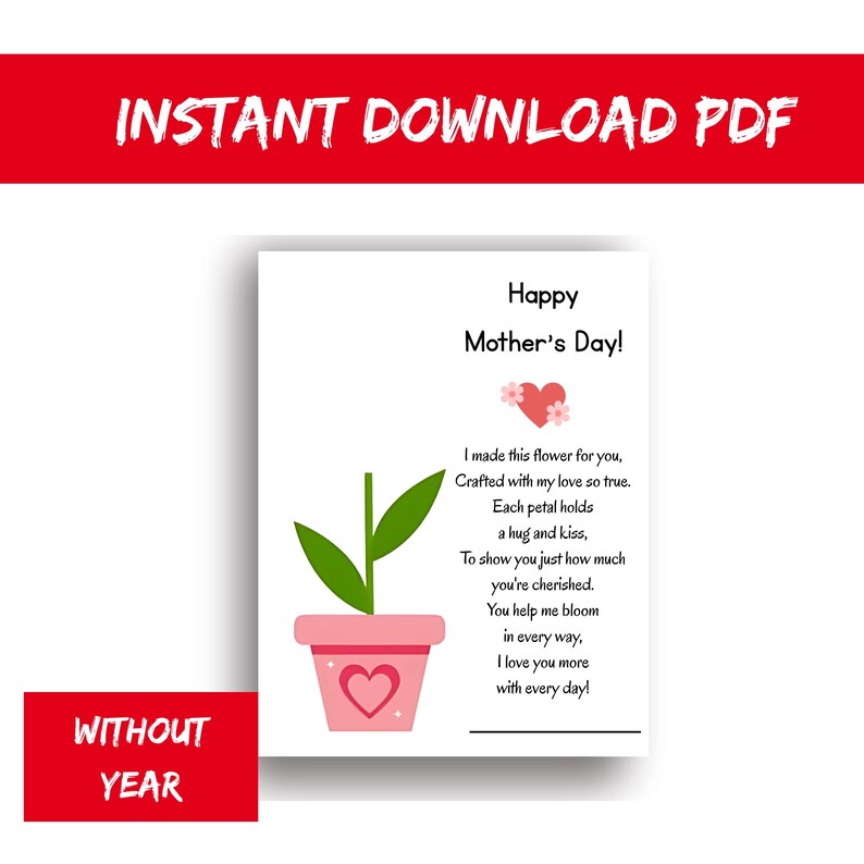 Mother's Day Handprint Craft for Kids | Gift for Mom | Flower Poem ...