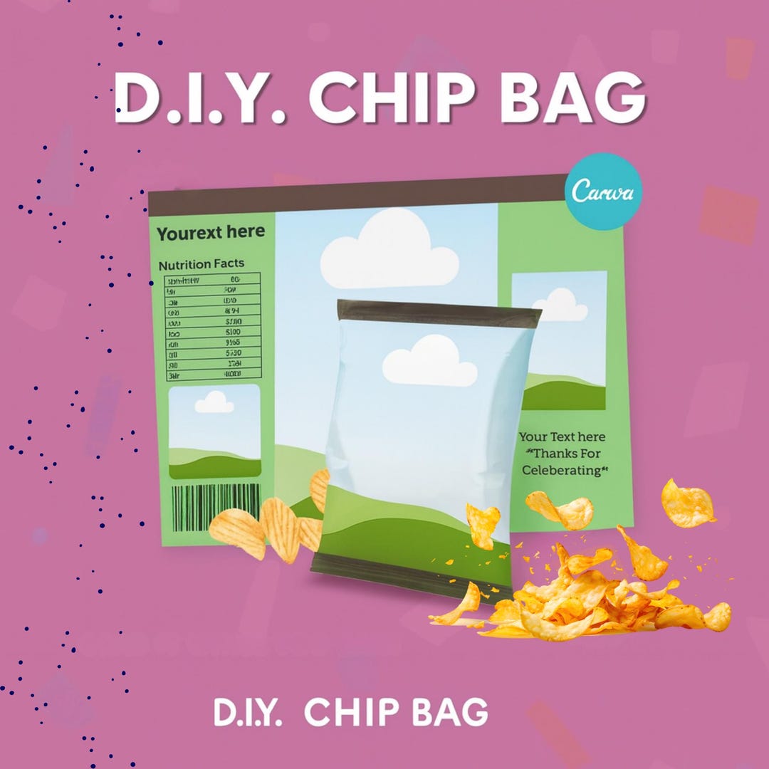Custom Chip Bag Template | Editable Canva | DIY Snack Food Wrappers ...