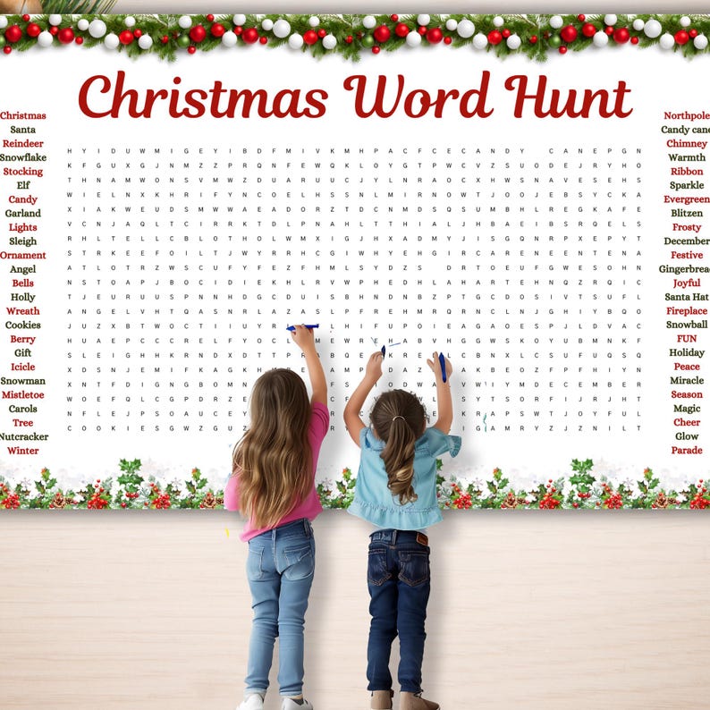 Giant Christmas Word Search Printable, Holiday Word Puzzle, Chrisitmas ...