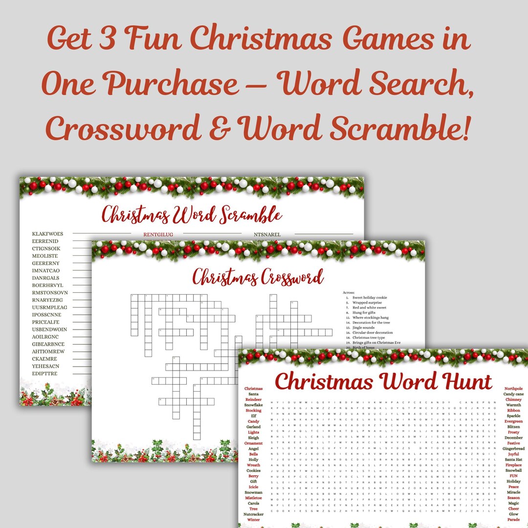 Giant Christmas Word Search, Crossword & Word Scramble Bundle – 135 ...
