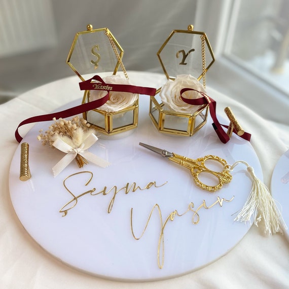 Personalized Engagement Tray Set Engagement Favors Bride and - Etsy