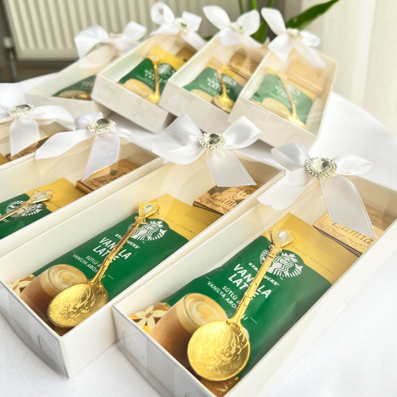 Rustic Wedding Coffee Gift Box: Starbucks Coffee, Spoon & Chocolate - Etsy