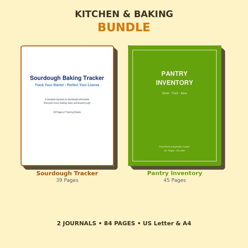 Kitchen Baking Bundle, Sourdough Tracker Pantry Inventory, Bread Baking ...